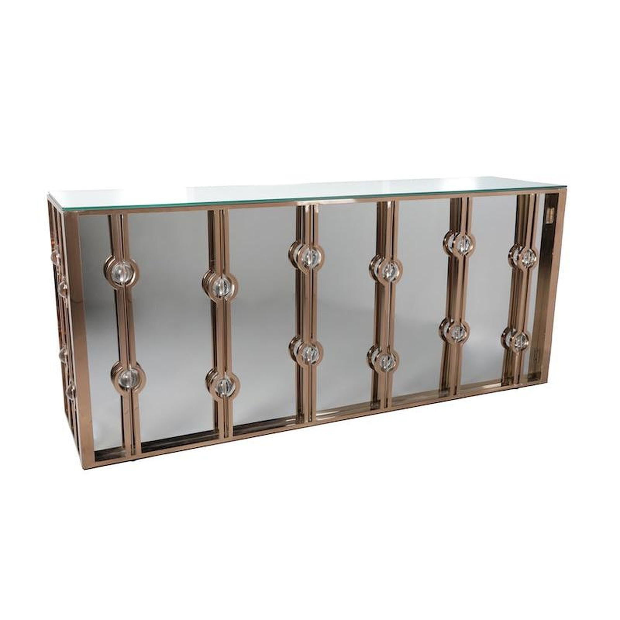 8′ Rose Gold Mirror Bar w/ Ball Design