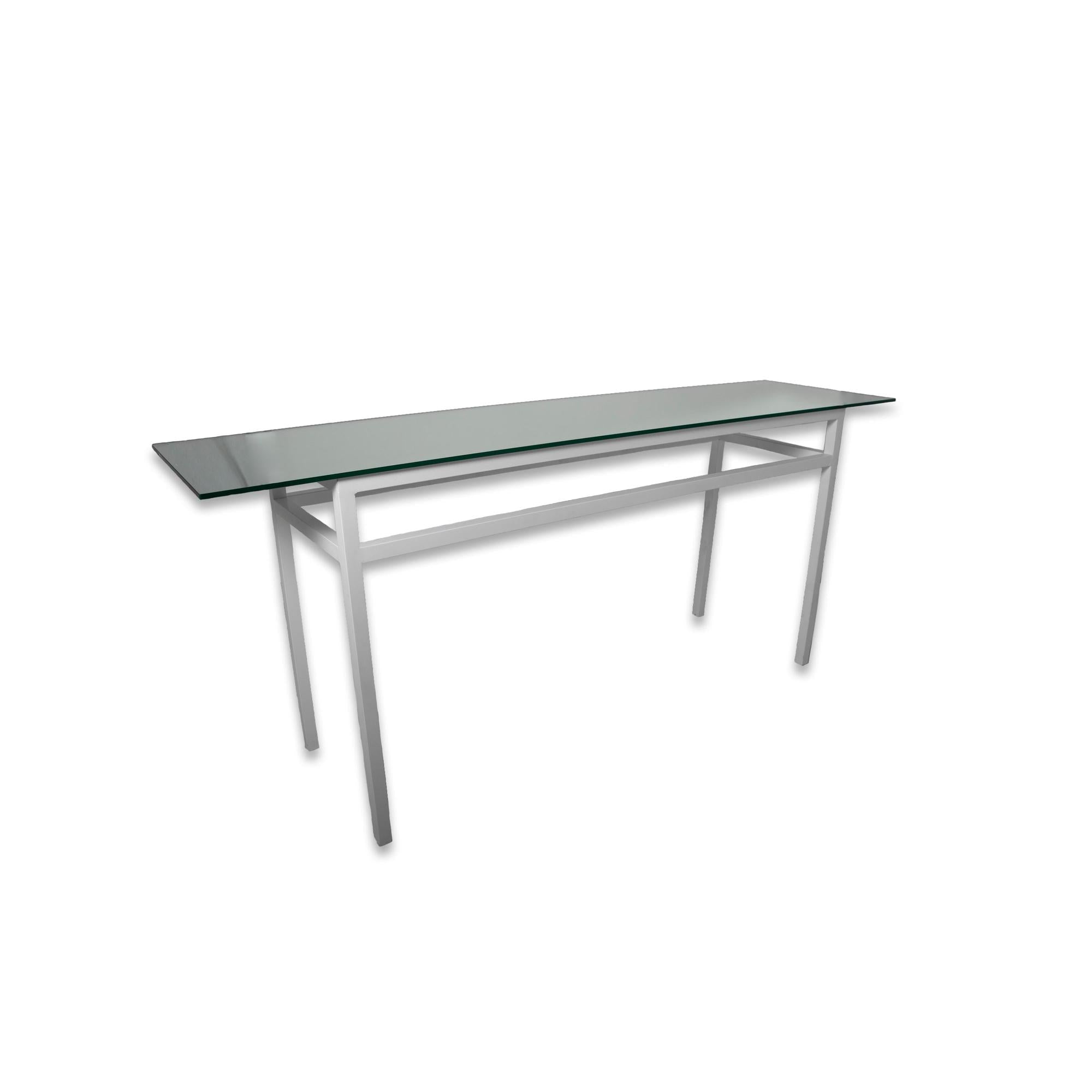 8′ White Communal High Table w/ Mirror Top
