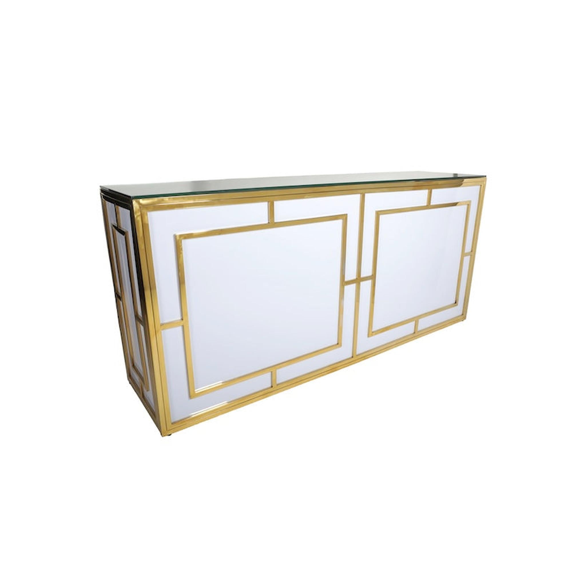 8′ White Plexiglass Bar w/ Square Gold Panels