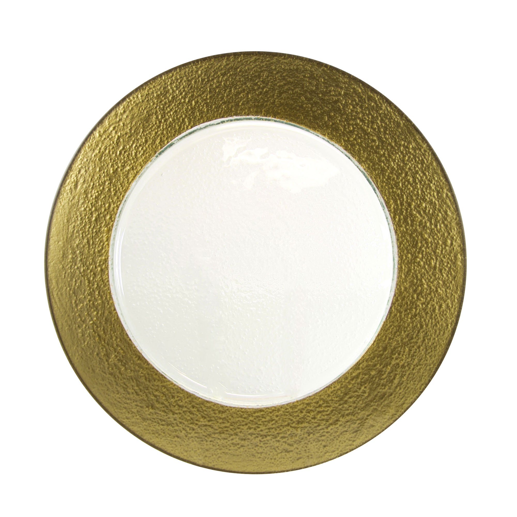 Gold Textured Banded Glass Charger Plate