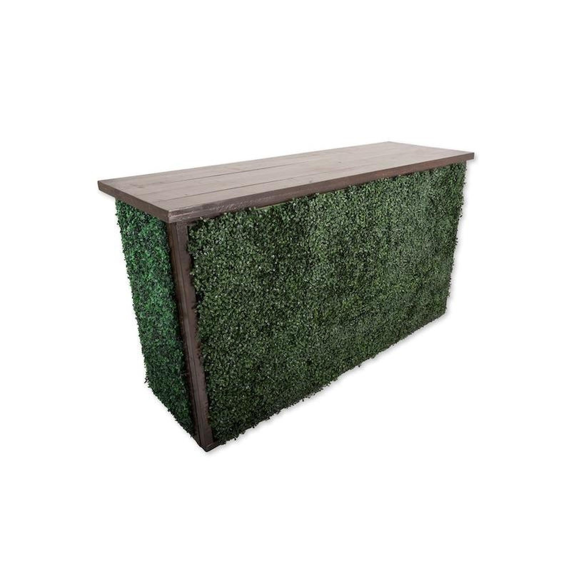Rustic Bar with Hedge Panels Rental – Nature-Inspired Event Bar