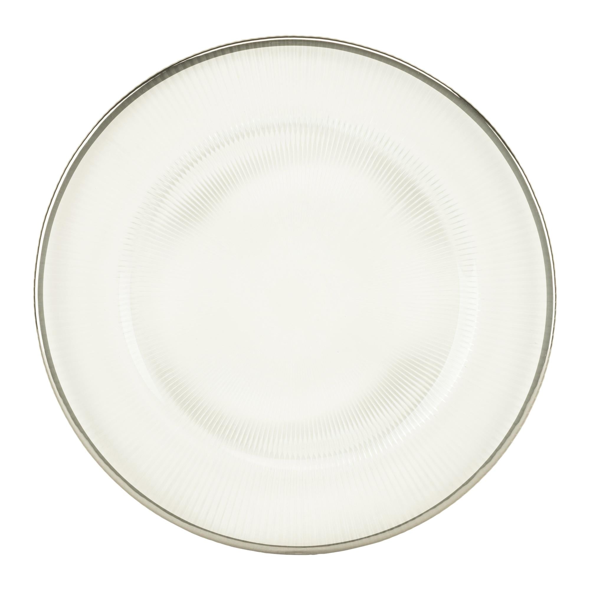 Silver Rim Regal Glass Charger Plate