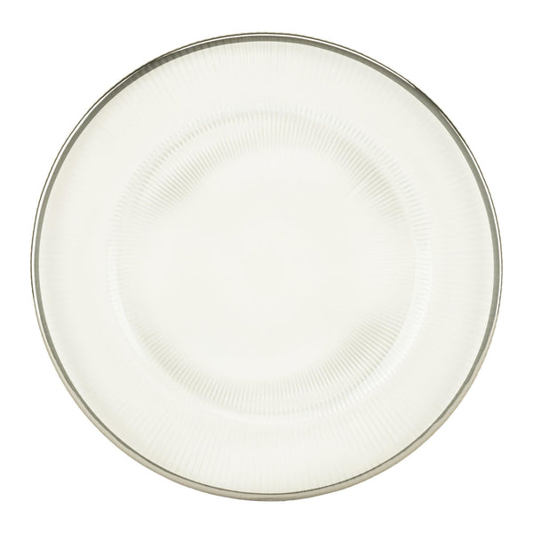 Silver Rim Regal Glass Charger Plate